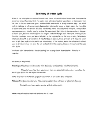 Summary of water cycle | PDF