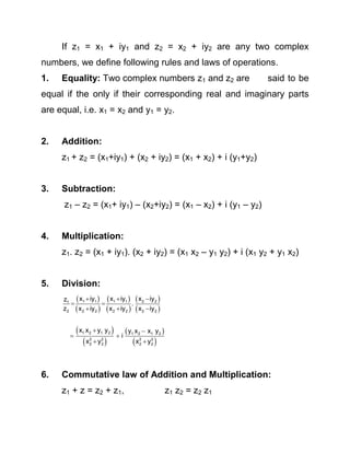 Summary on Complex Number - Engineering Diploma | PDF