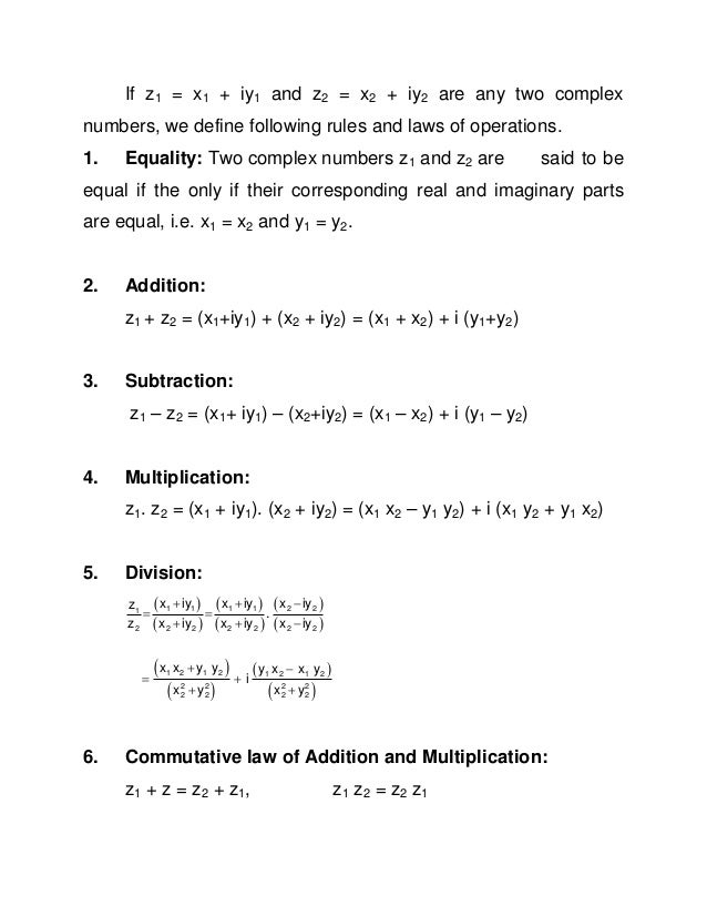 Summary On Complex Number - Engineering Diploma