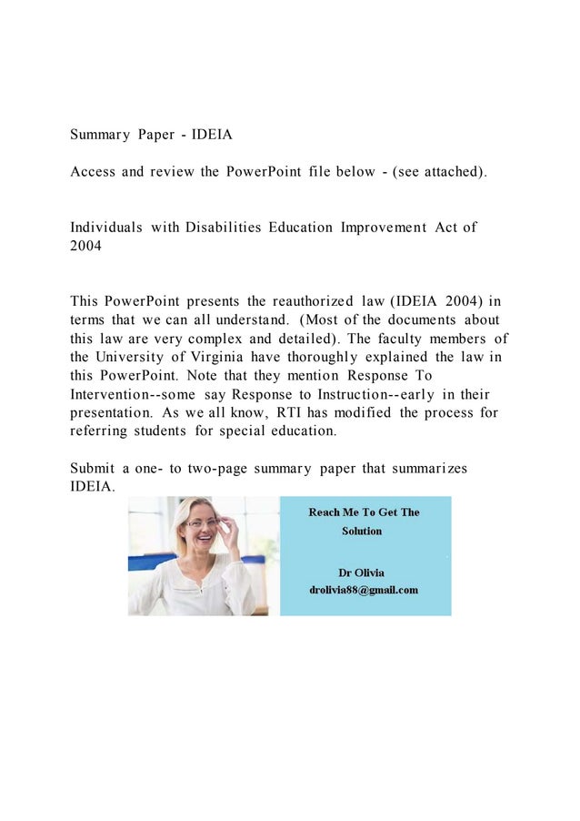 Summary Paper - IDEIAAccess and review the PowerPoint file b | PDF