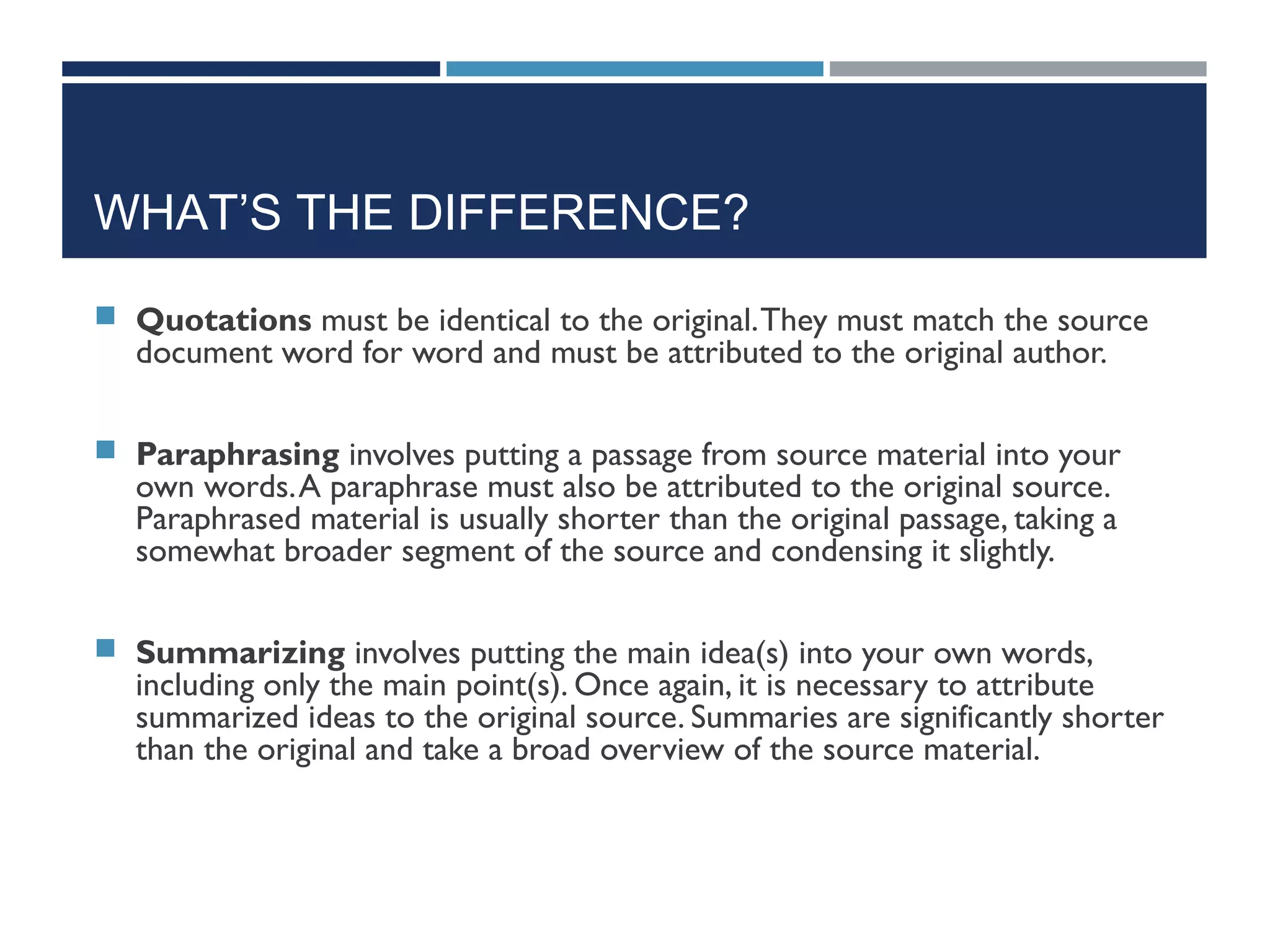 Summary Paraphrase Quote | PPT