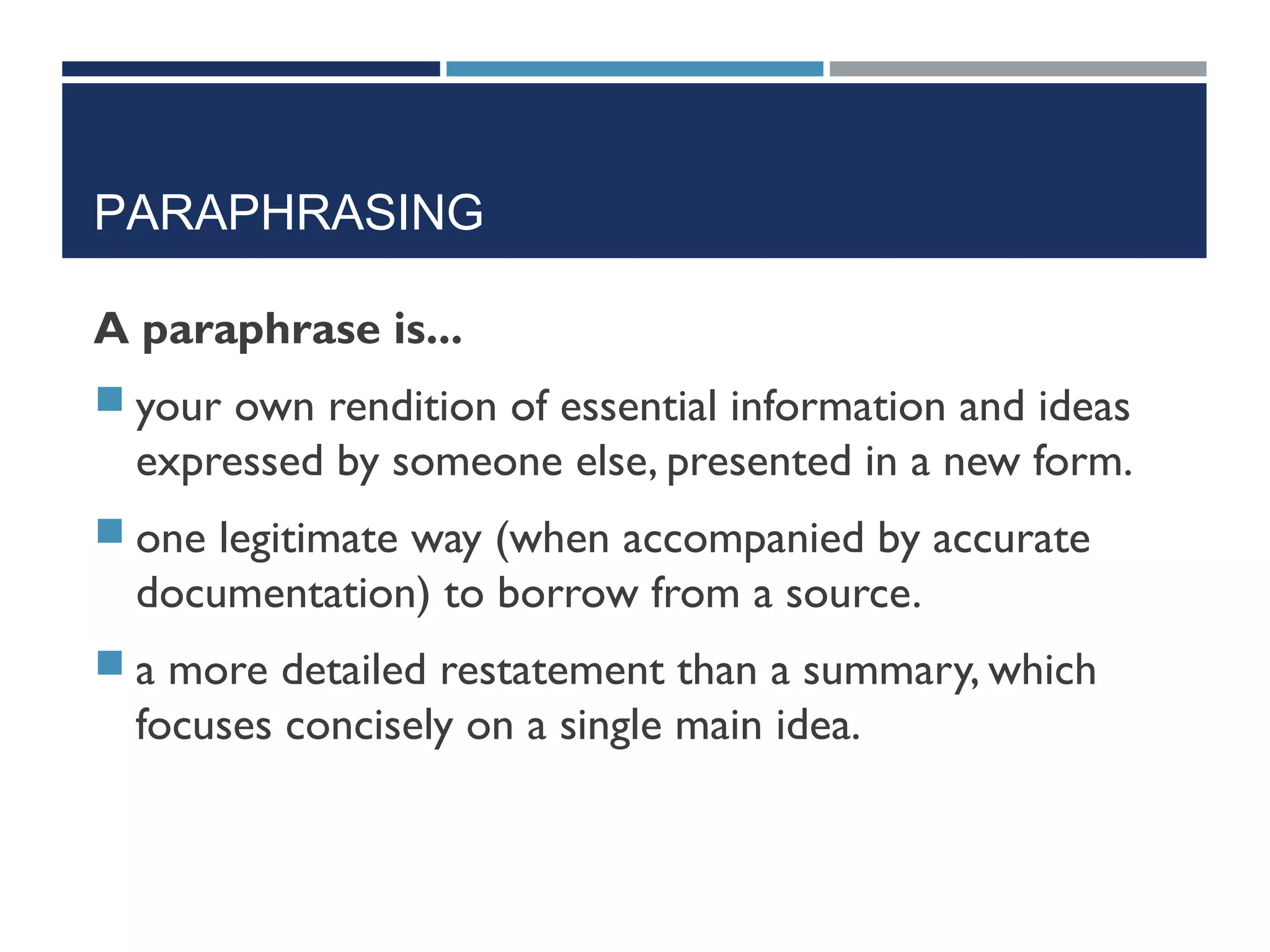 Summary Paraphrase Quote | PPT