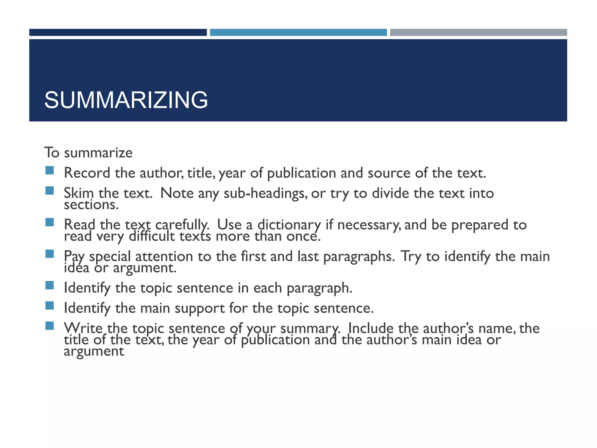 Summary Paraphrase Quote | PPT