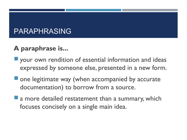 Summary Paraphrase Quote | PPT
