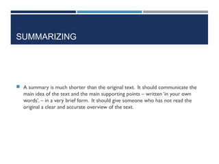 Summary Paraphrase Quote | PPT