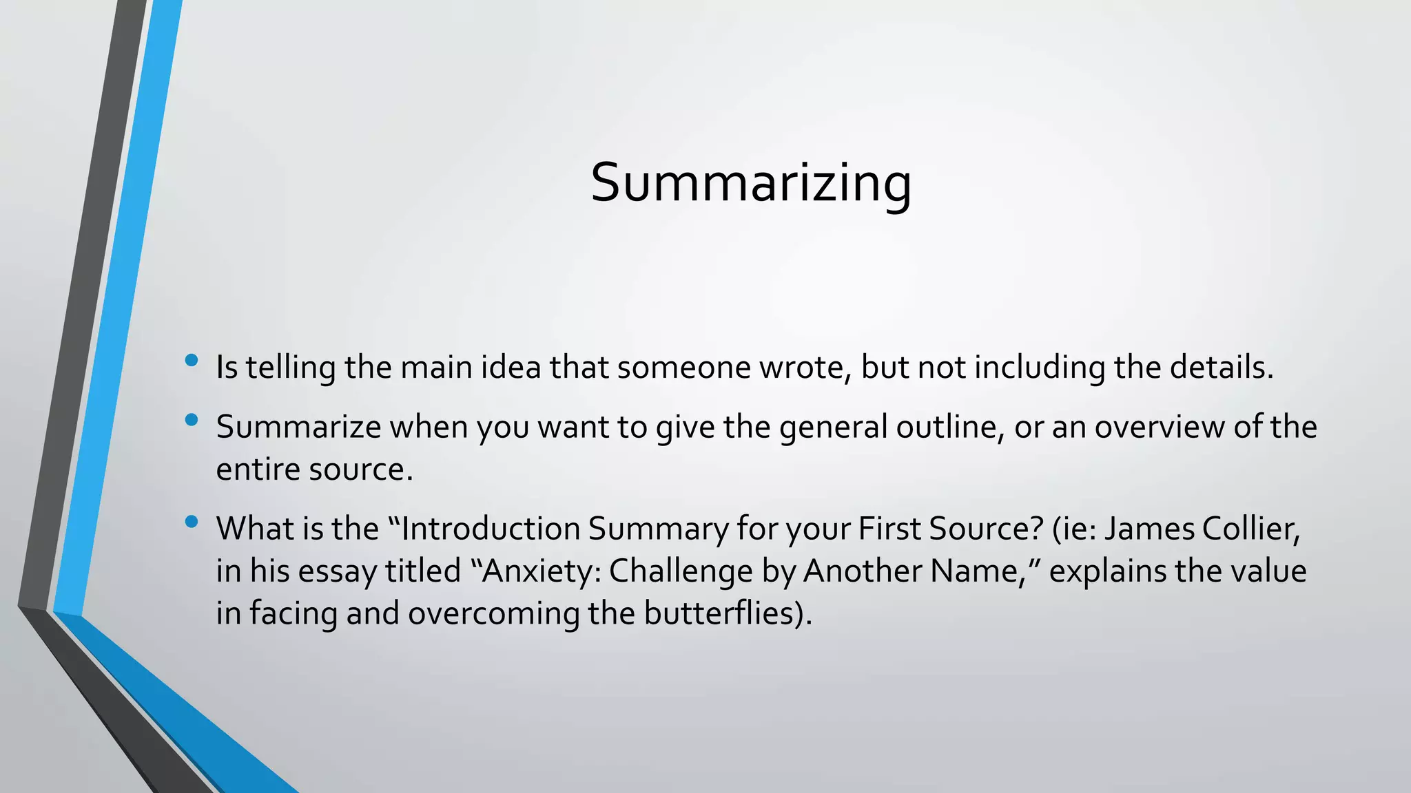Summary, paraphrase, quote | PPT