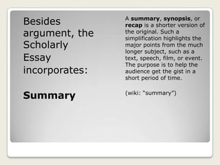 Summary, paraphrase, synthesis | PPT