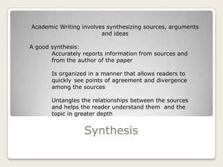 Summary, paraphrase, synthesis | PPT