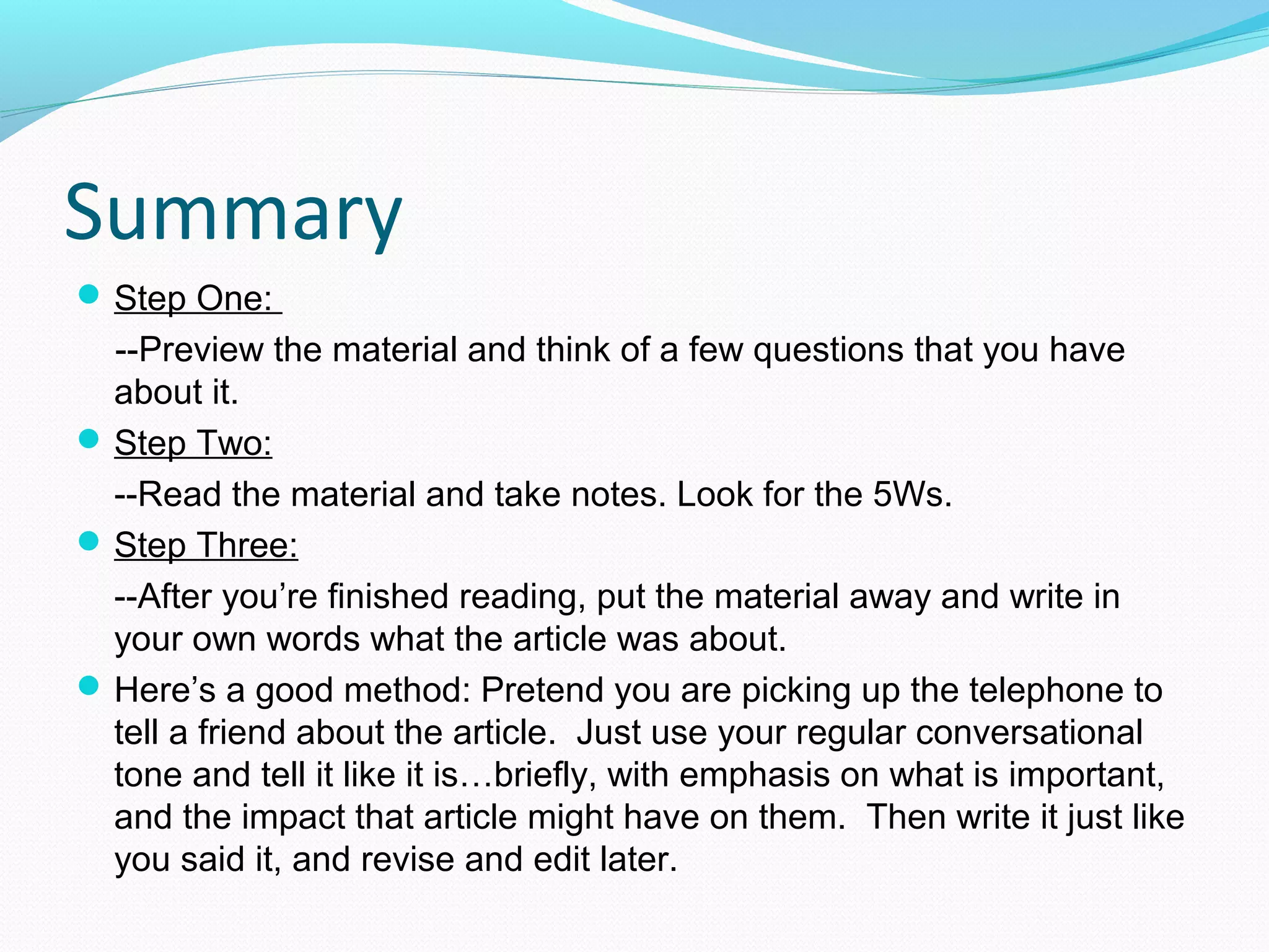 Summary ppt | PPT