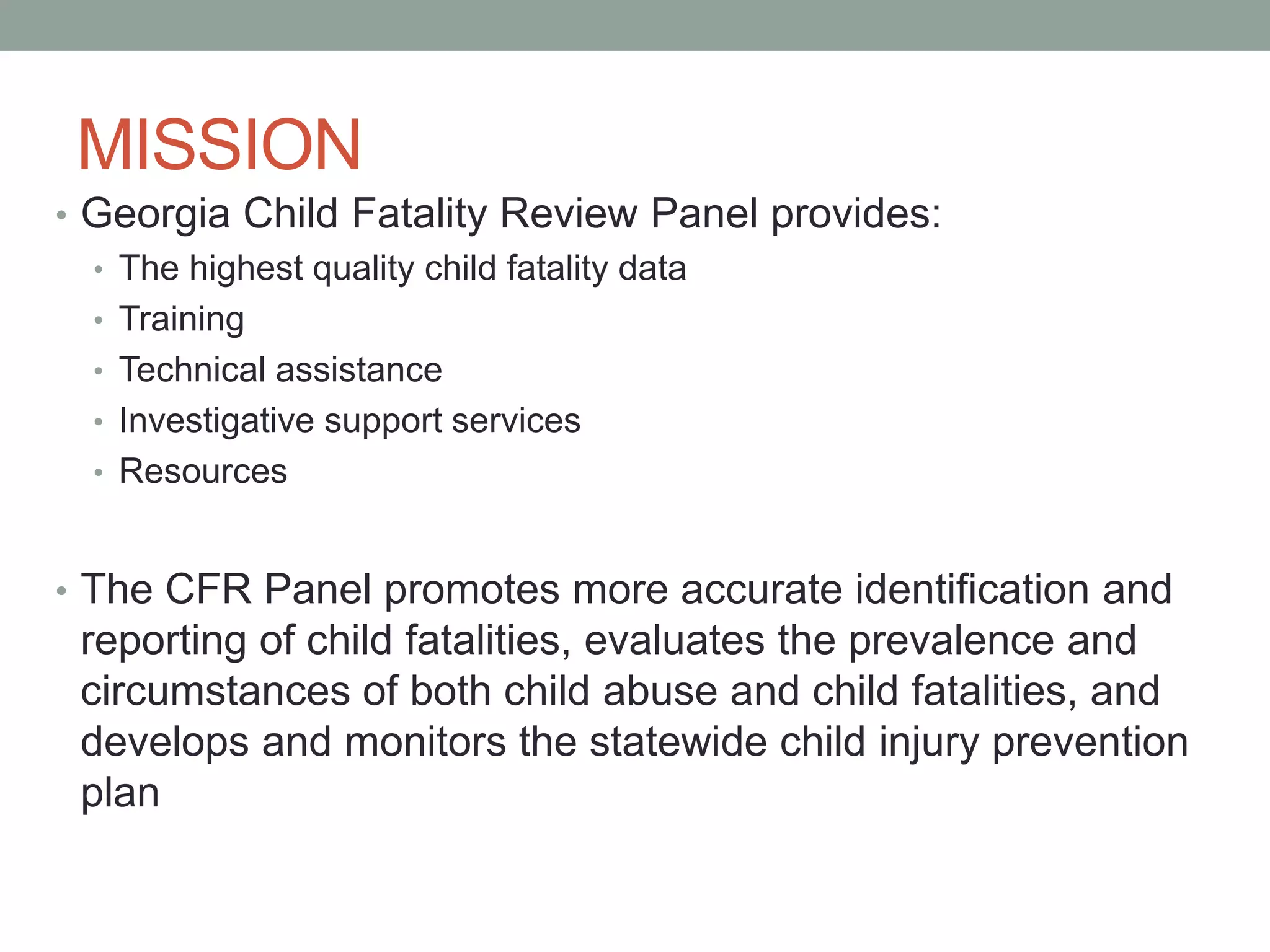 Georgia Child Fatality Review Panel Annual Report: Summary and ...