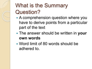 Summary question | PPT