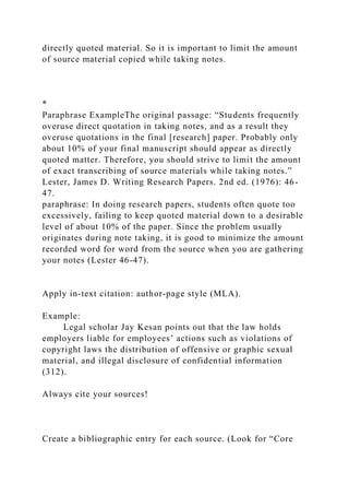 Summary, Quote, ParaphraseA summary restates only the main.docx