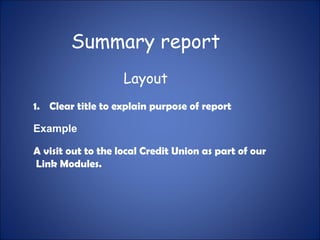 Summary Report Presentation | PPT