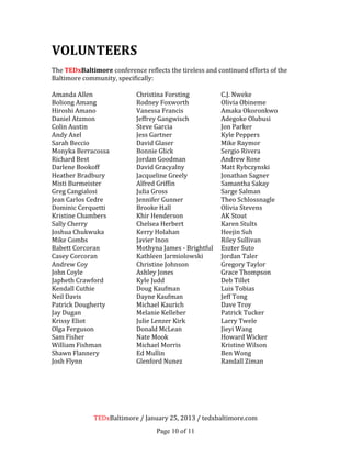 TEDxBaltimore 2013 - Summary Report | PDF