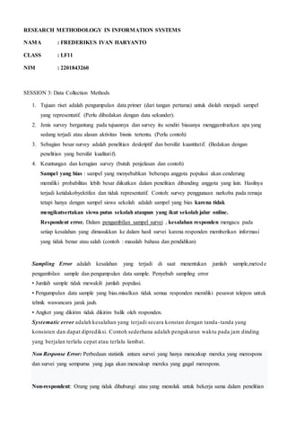 Summary research methodology in information systems | DOCX