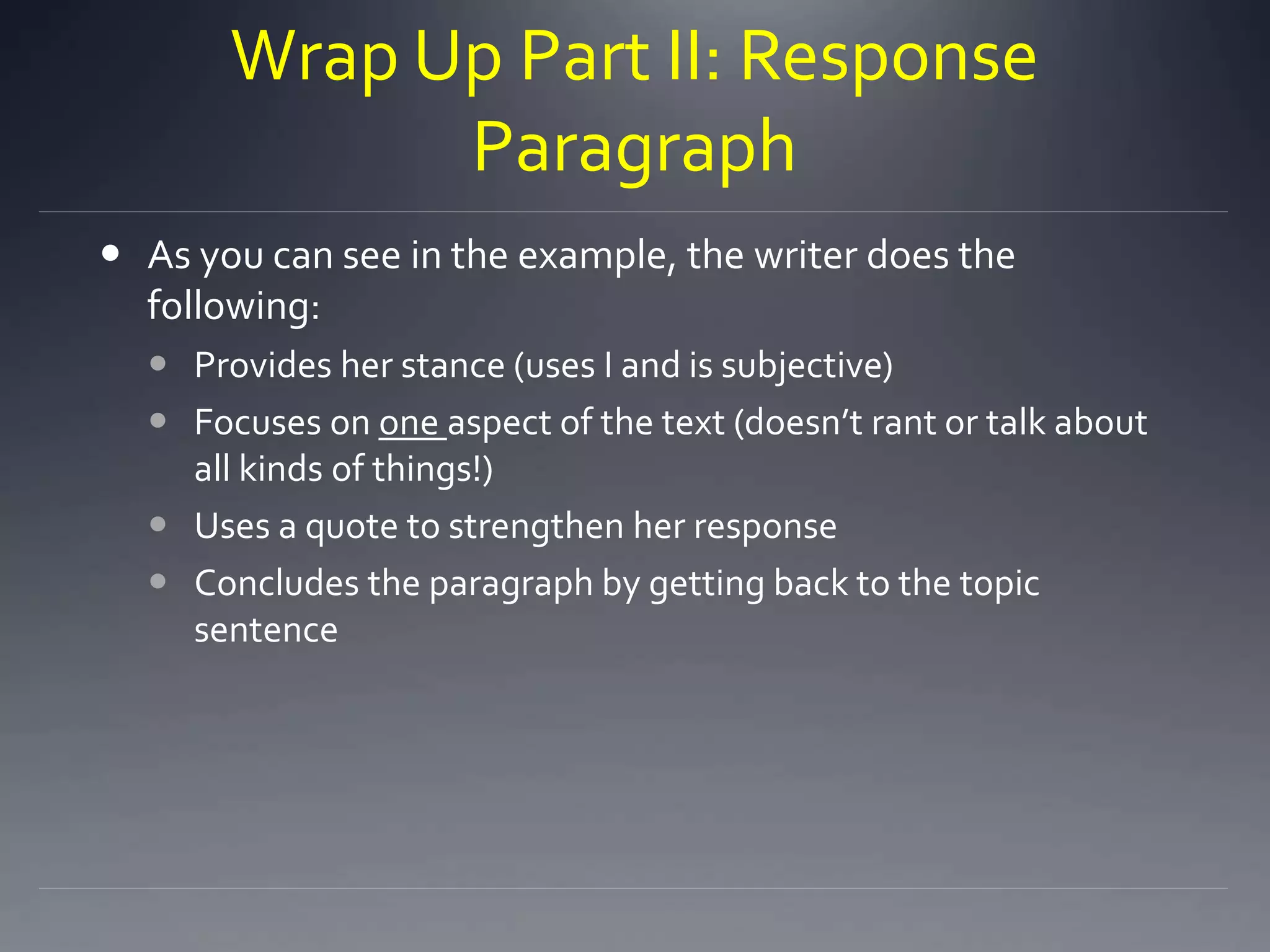 The Summary Response Assignment | PPTX