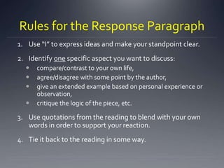 The Summary Response Assignment | PPTX
