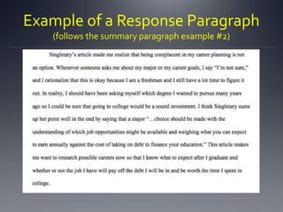 The Summary Response Assignment | PPTX