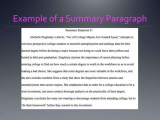 The Summary Response Assignment | PPT