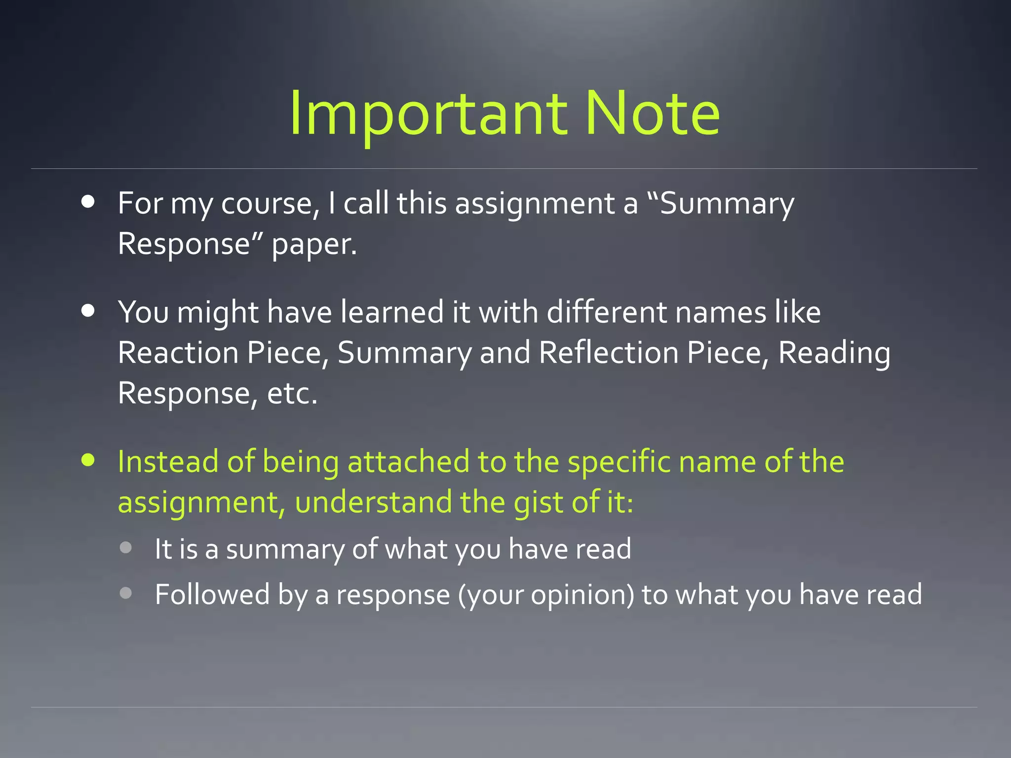 Summary Response | PPTX