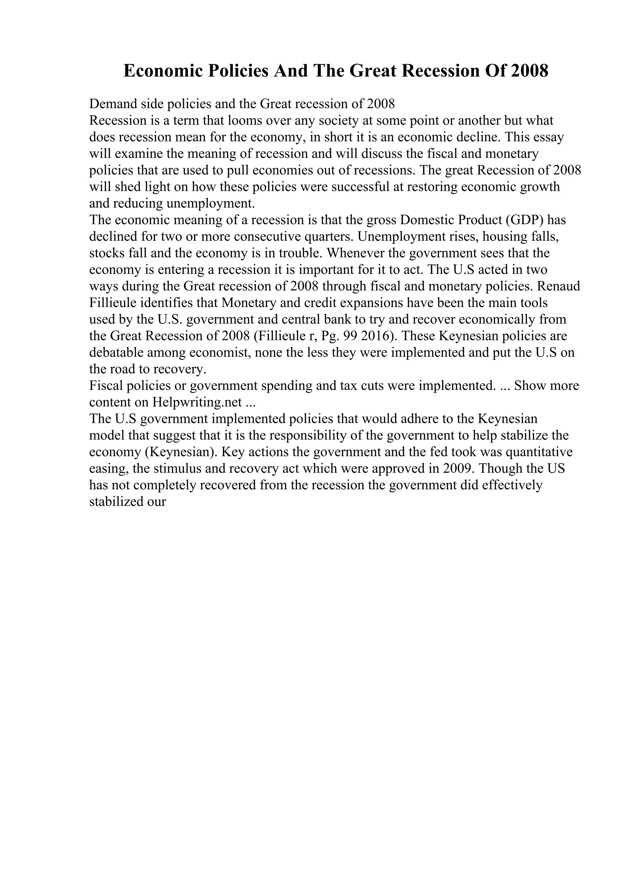 Summary Response Essay Example | PDF