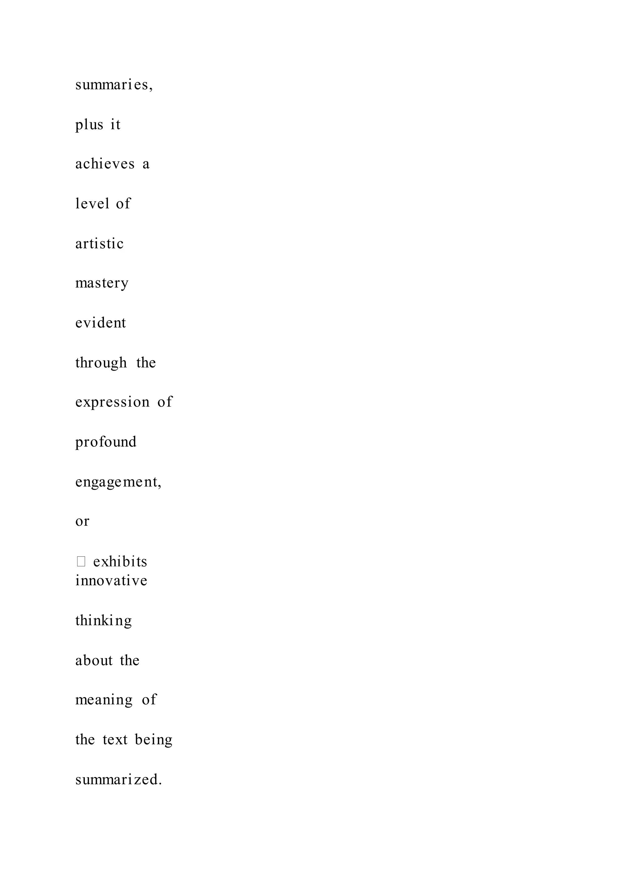 Summary Rubric (simplified grading rubric) = 25 total rubri | DOCX