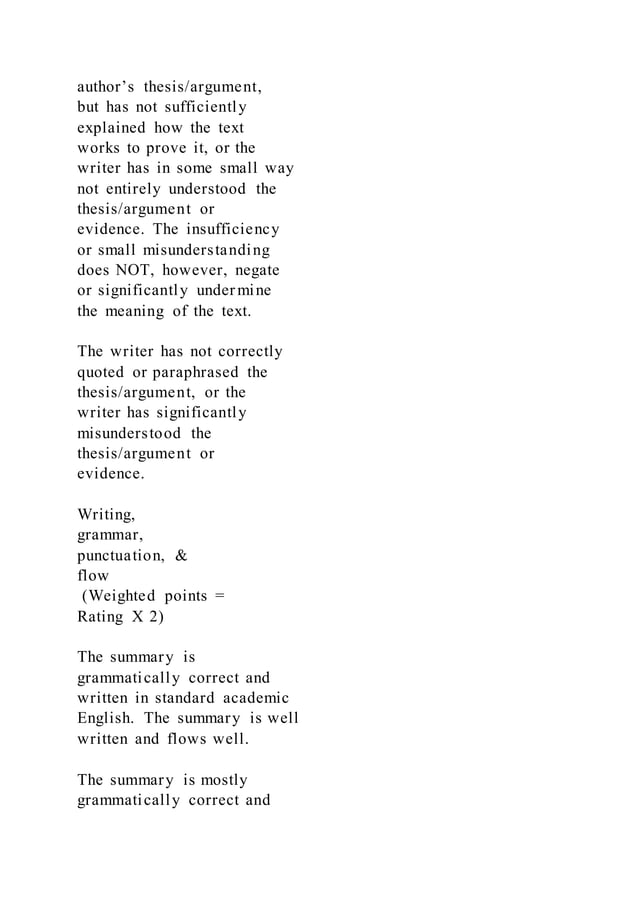 Summary Rubric (simplified grading rubric) = 25 total rubri | PDF