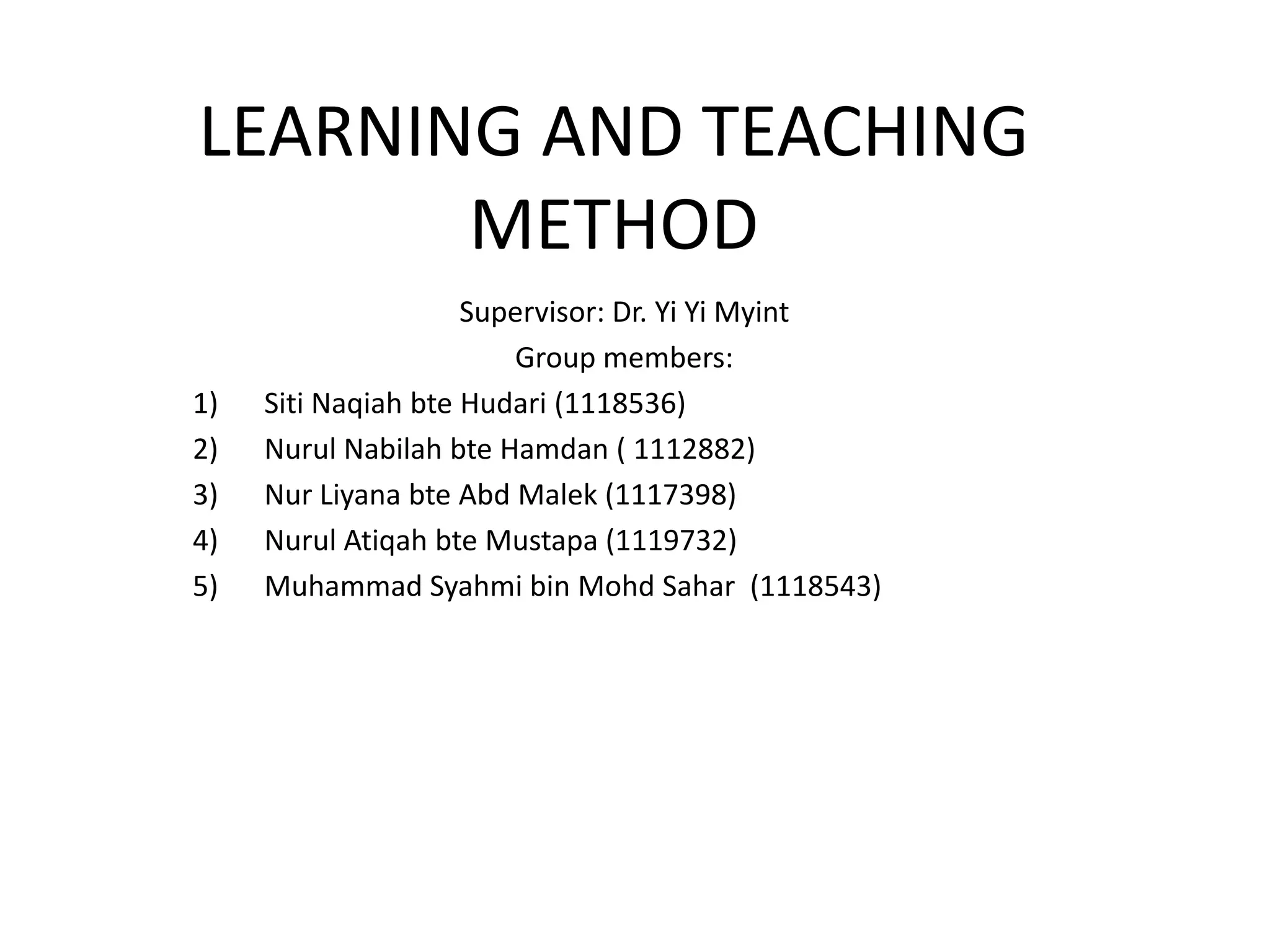 Learning and teaching methods | PPT