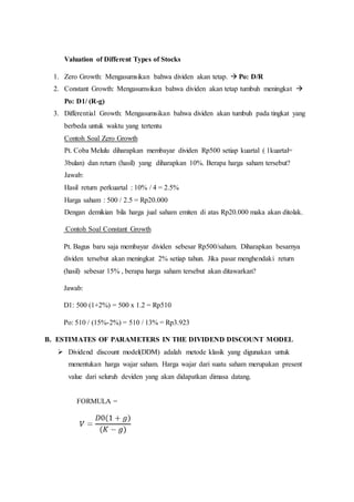 Summary of Stock Valuation | DOCX
