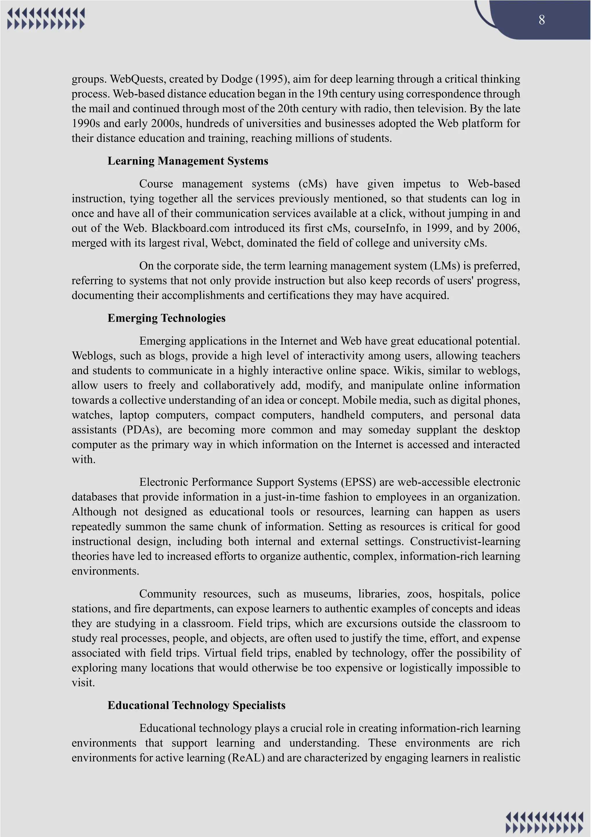 (SUMMARY) Resources in Educational Technology | PDF