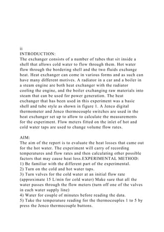 SUMMARYThis report represents the outcome of heat exchang.docx