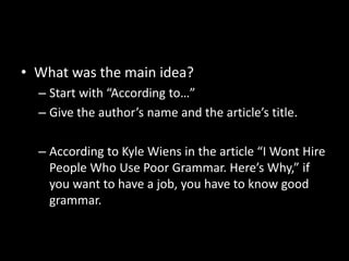 Summary vs. response | PPT