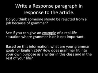 Summary vs. response | PPT