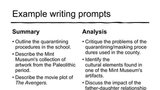 Summary vs. analysis | PPTX