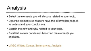 Summary vs. analysis | PPTX