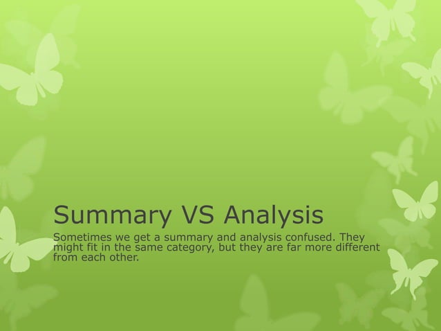 Summary vs Analysis | PPT