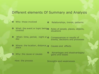 Summary vs Analysis | PPT