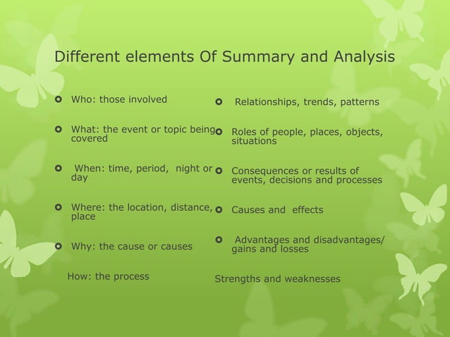 Summary vs Analysis | PPT