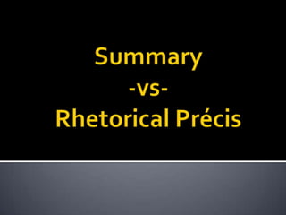 Summary vs precis | PPTX