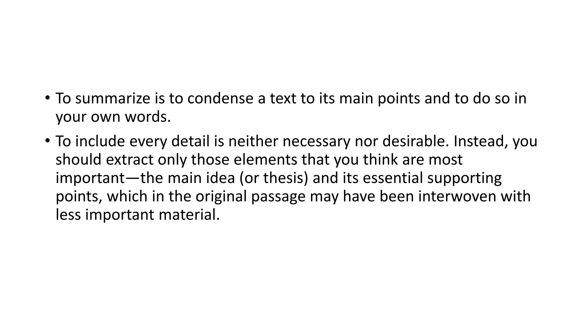 Summary writting | PPTX | Homework and Study | Education