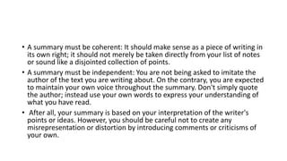 Summary writting | PPTX