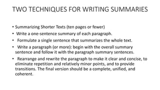 Summary writting | PPTX