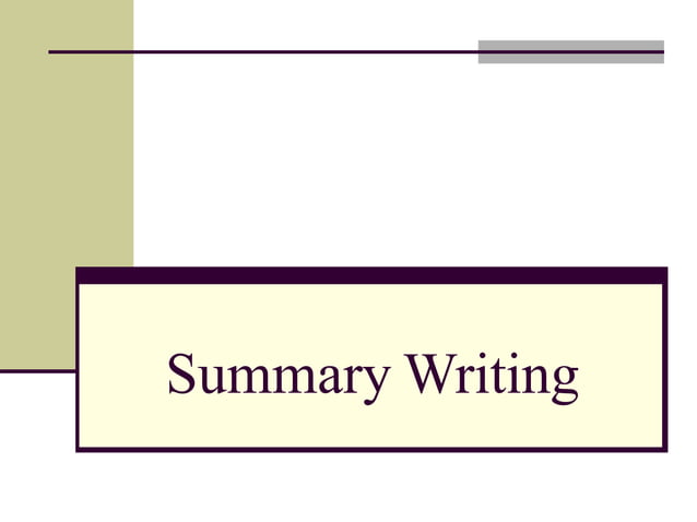 Summary Writing | PPTX