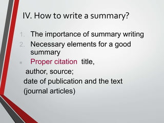 Summary Writing | PPTX