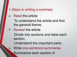Summary Writing | PPTX