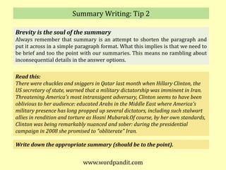Summary writing | PPTX