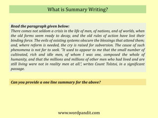 Summary writing | PPTX