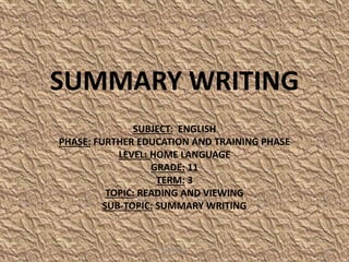 Summary writing | PPTX