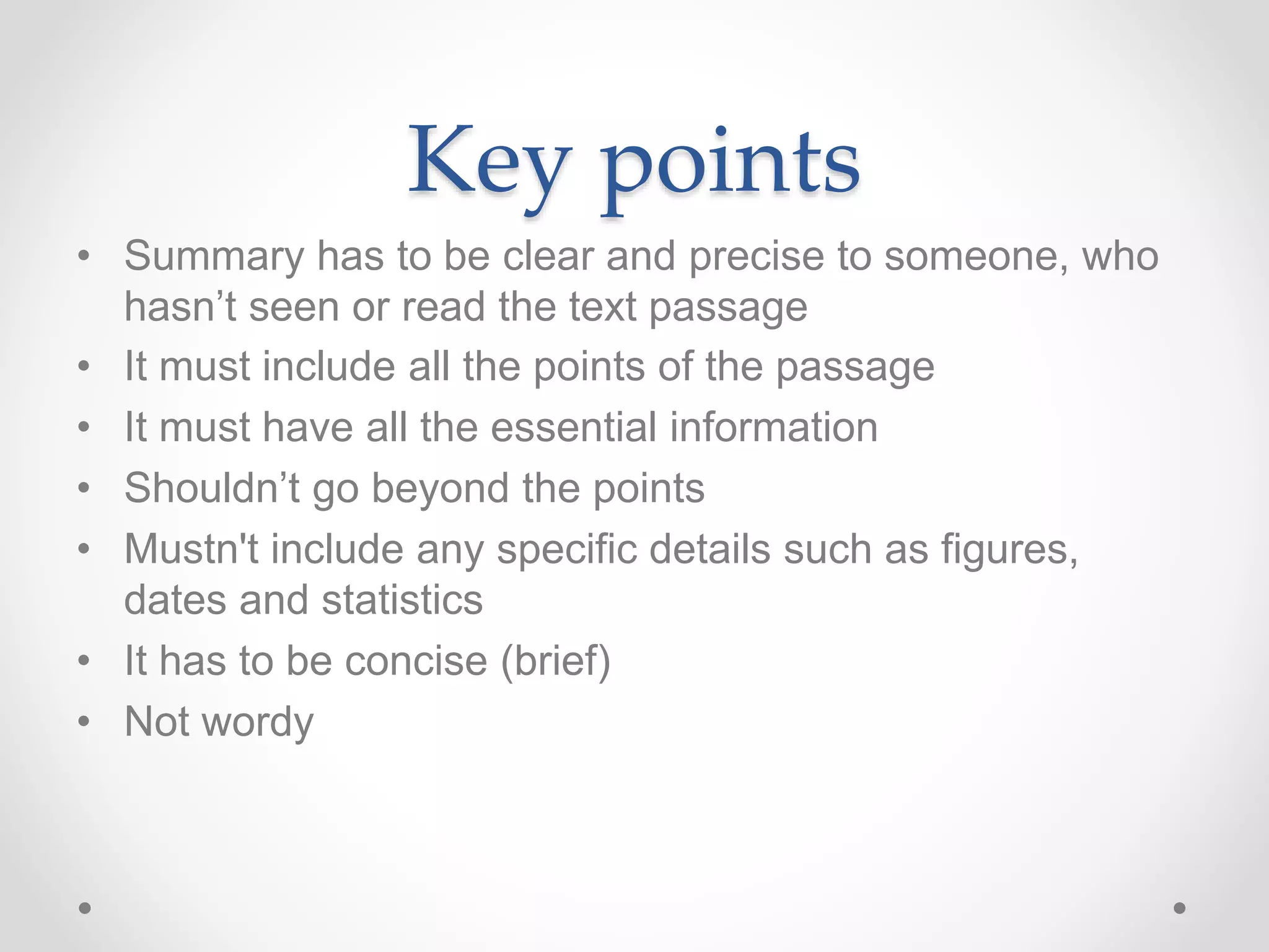 Summary writing and paraphrasing | PPTX
