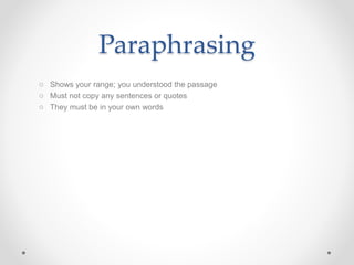 Summary writing and paraphrasing | PPTX